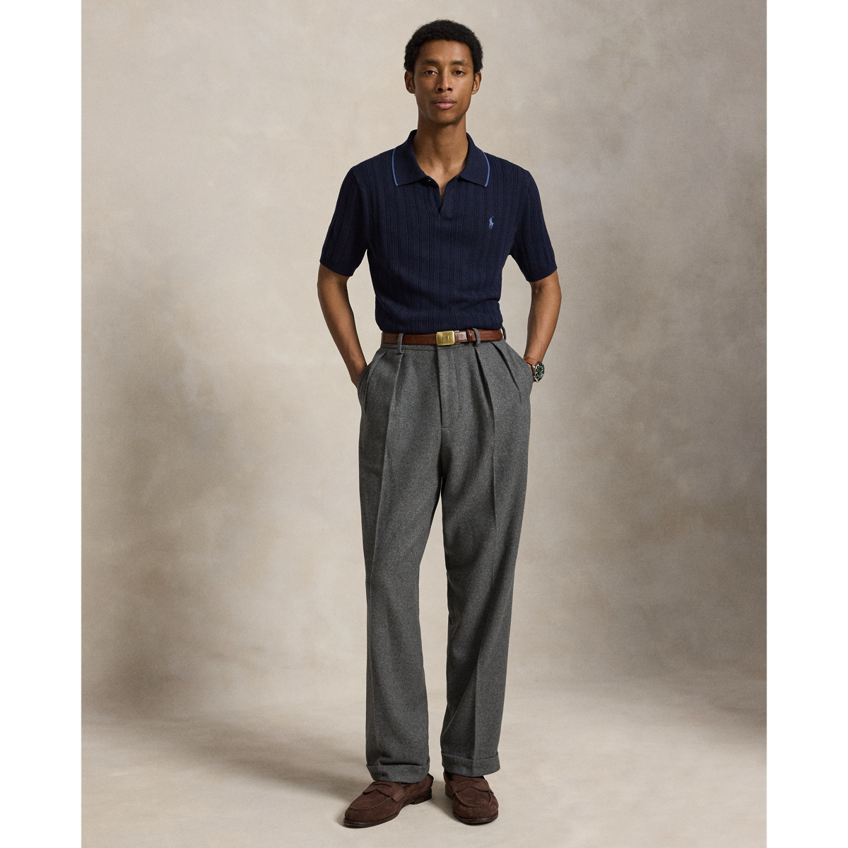 RALPH LAUREN Ralph Lauren Textured Cotton Polo Sweater